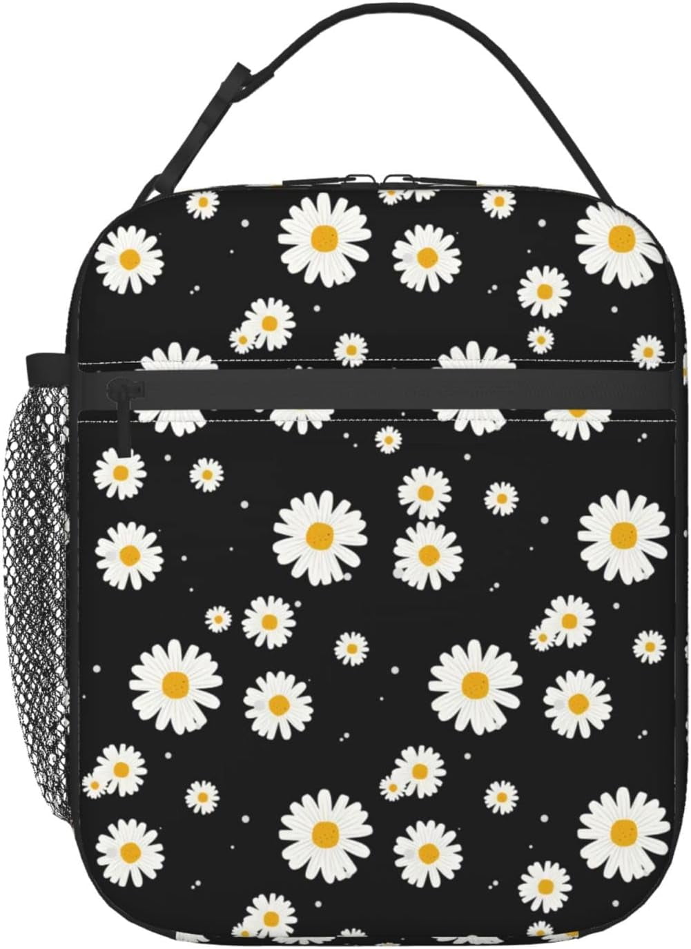 Black Daisy Flower Lunch Box Insulated Floral Lunch Bag for Women Men ...