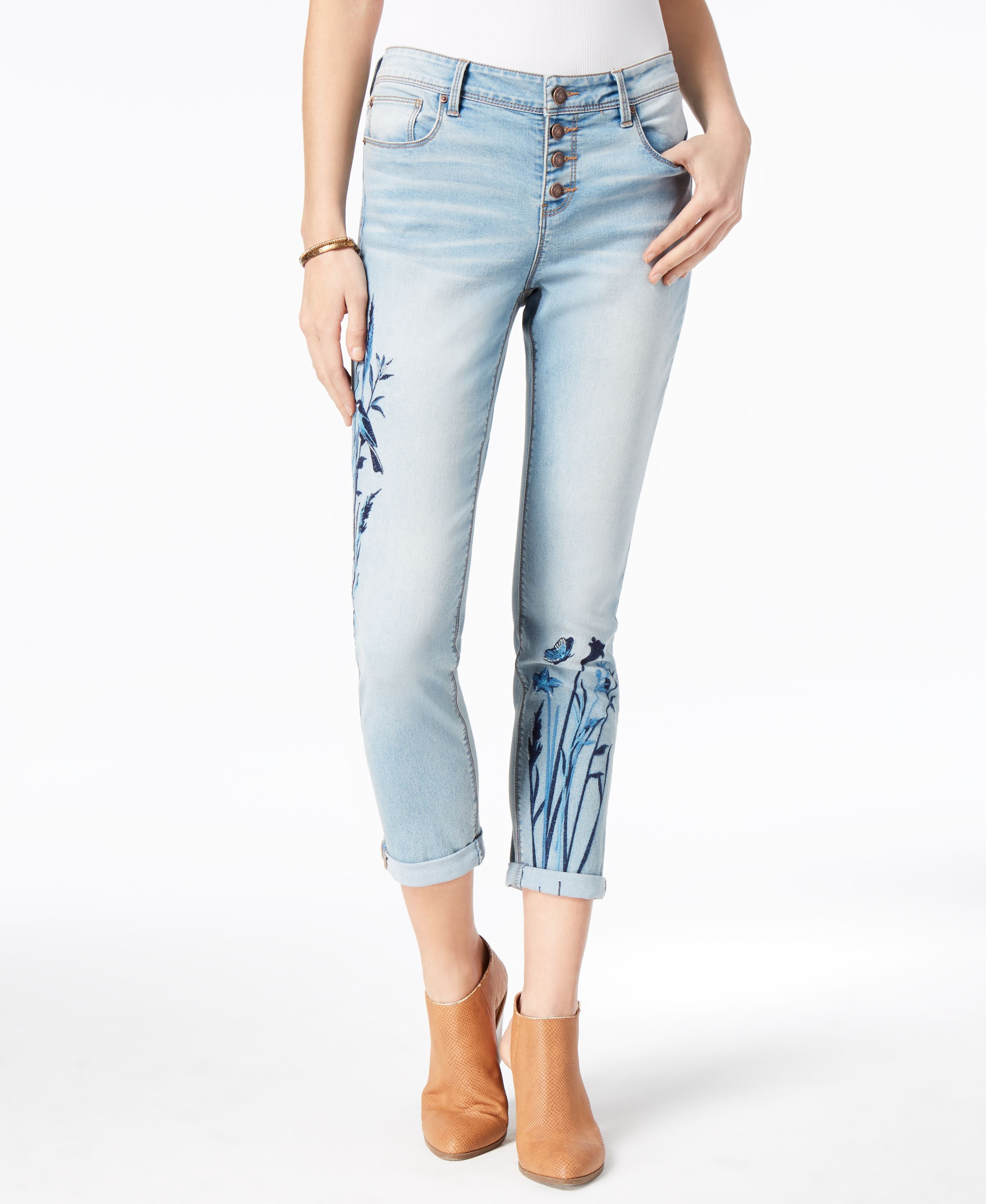 Juniors' Jamie Best Friend Embroidered Boyfriend Jeans Venetian Wash 1 ...