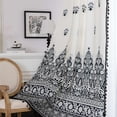 Black Damask Curtains 102 Inches Long, Boho Farmhouse Light Filtering ...