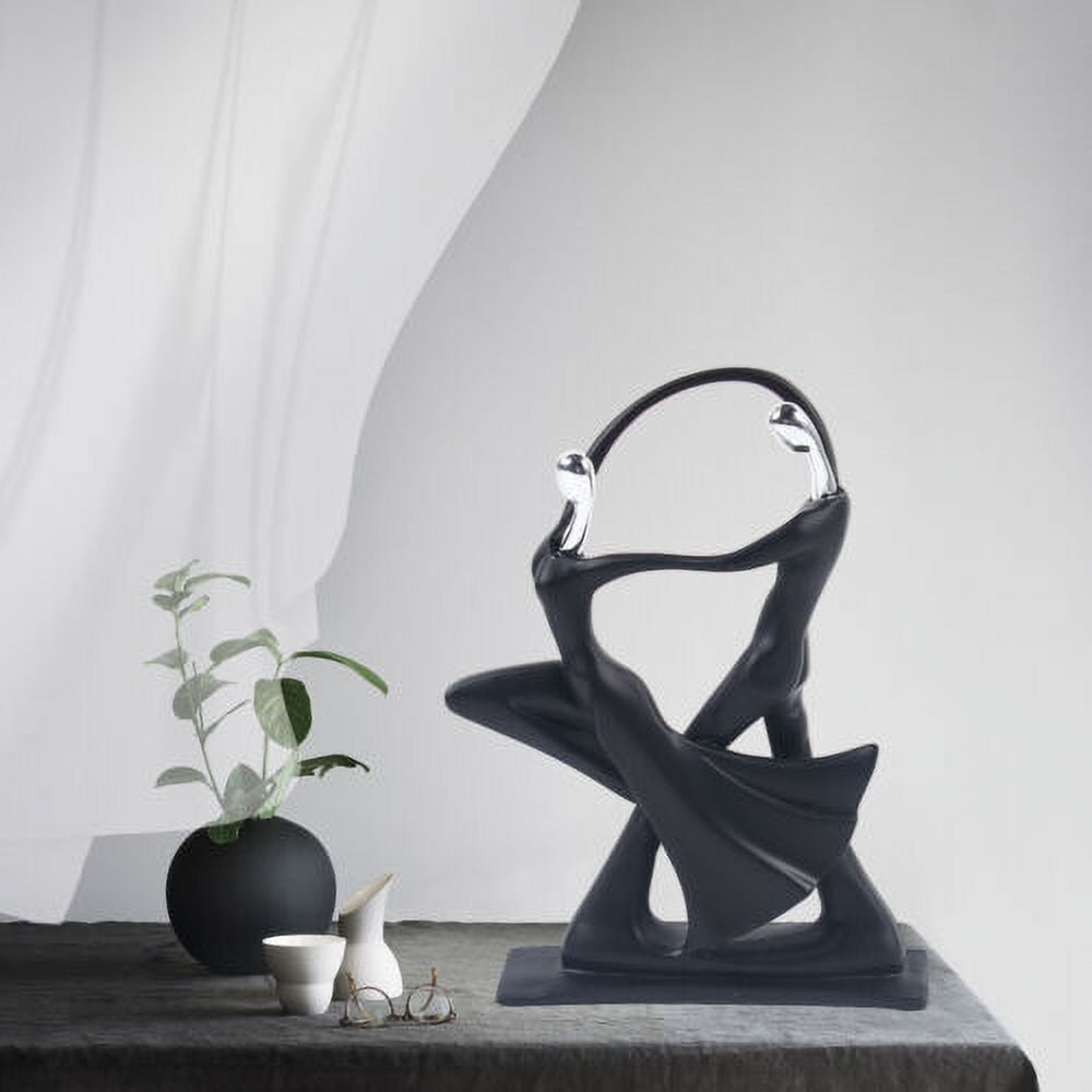 Black Dancing Couple Resin Figurine Abstract Sculpture Home Art Decor ...
