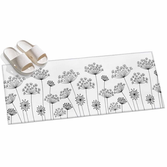 Black Dandelion Hallway Runner Rug 2x6 Washable Non Slip Kitchen Runner ...