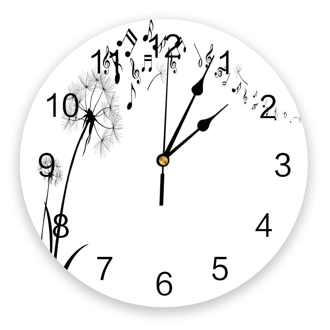 Black Dandelion Plant Seed White Round Wall Clock Creative Home r ...