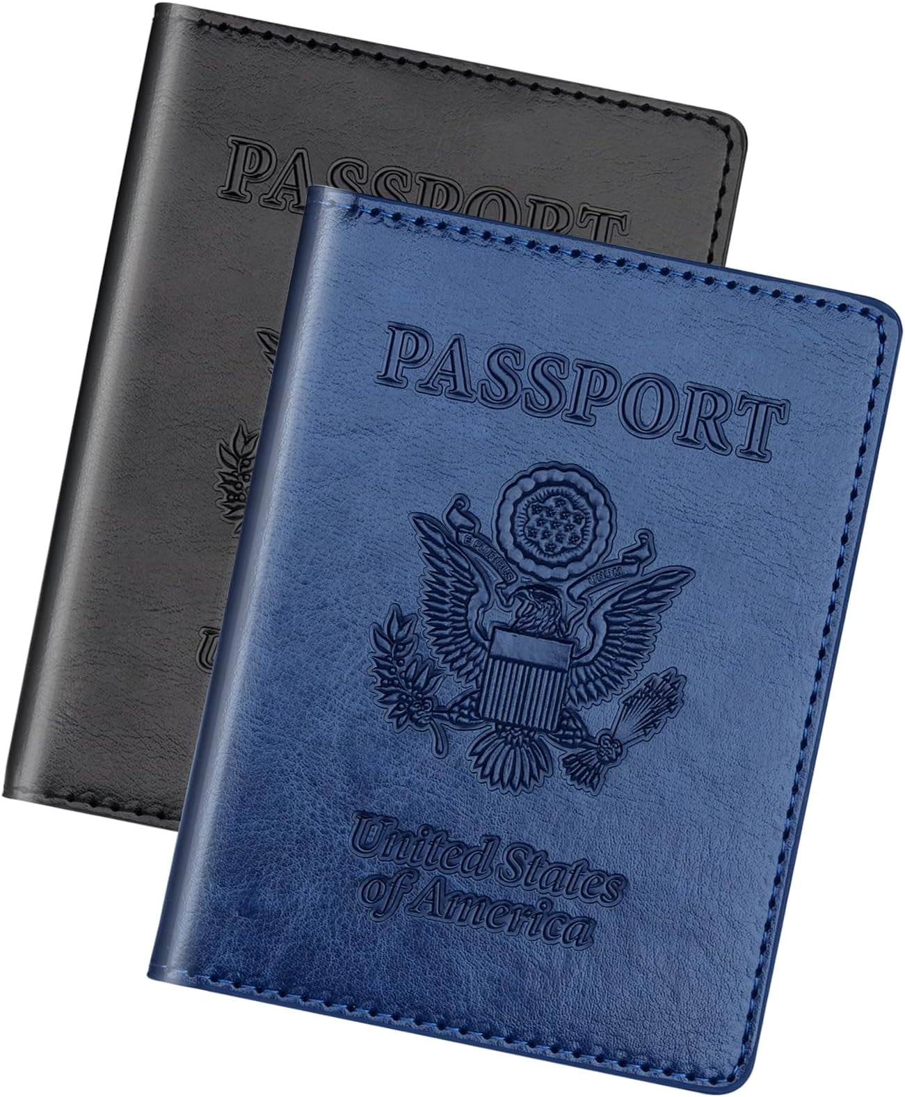 Black & Dark Blue Passport Holder for Travel, Passport Cover Wallet ...