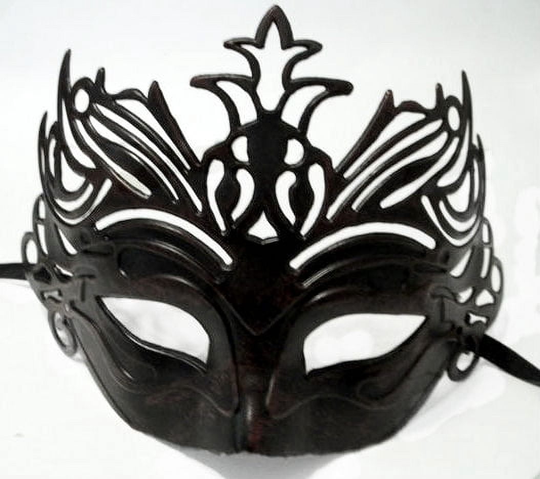 Black Dark Red Venetian Laser Cut Mardi Gras Masquerade Half Mask Crown ...