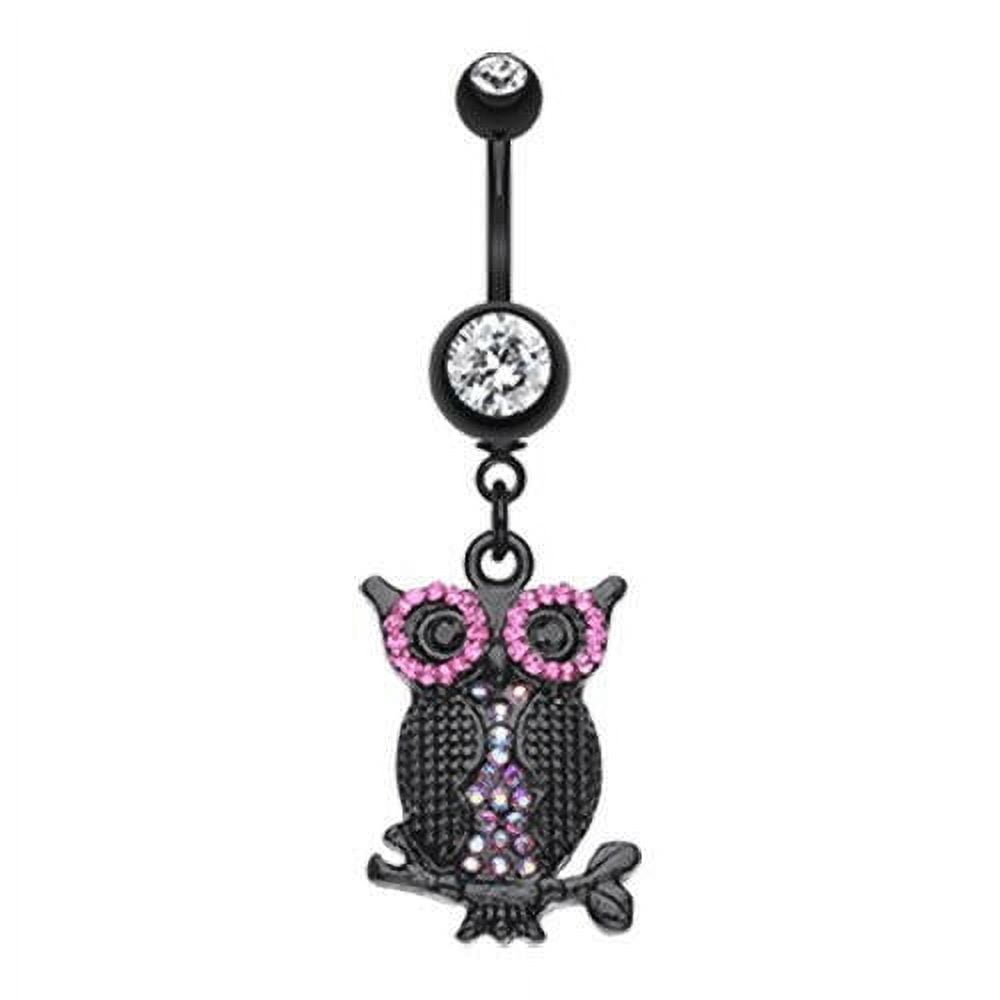 Black Dazzle Owl Belly Button Ring - Walmart.com