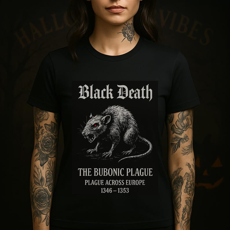 Black Death Gothic Tee – Bubonic Plague Rat Horror Dark History Gift ...