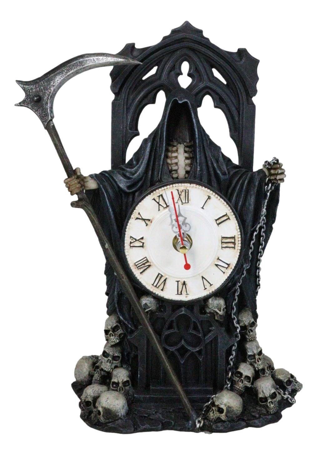 Black Death Grim Reaper With Scythe Time Waits For No Man Table Clock ...