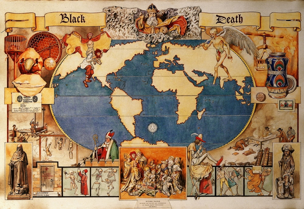 Black Death, Historical Map Poster Print by Science Source (36 x 24 ...