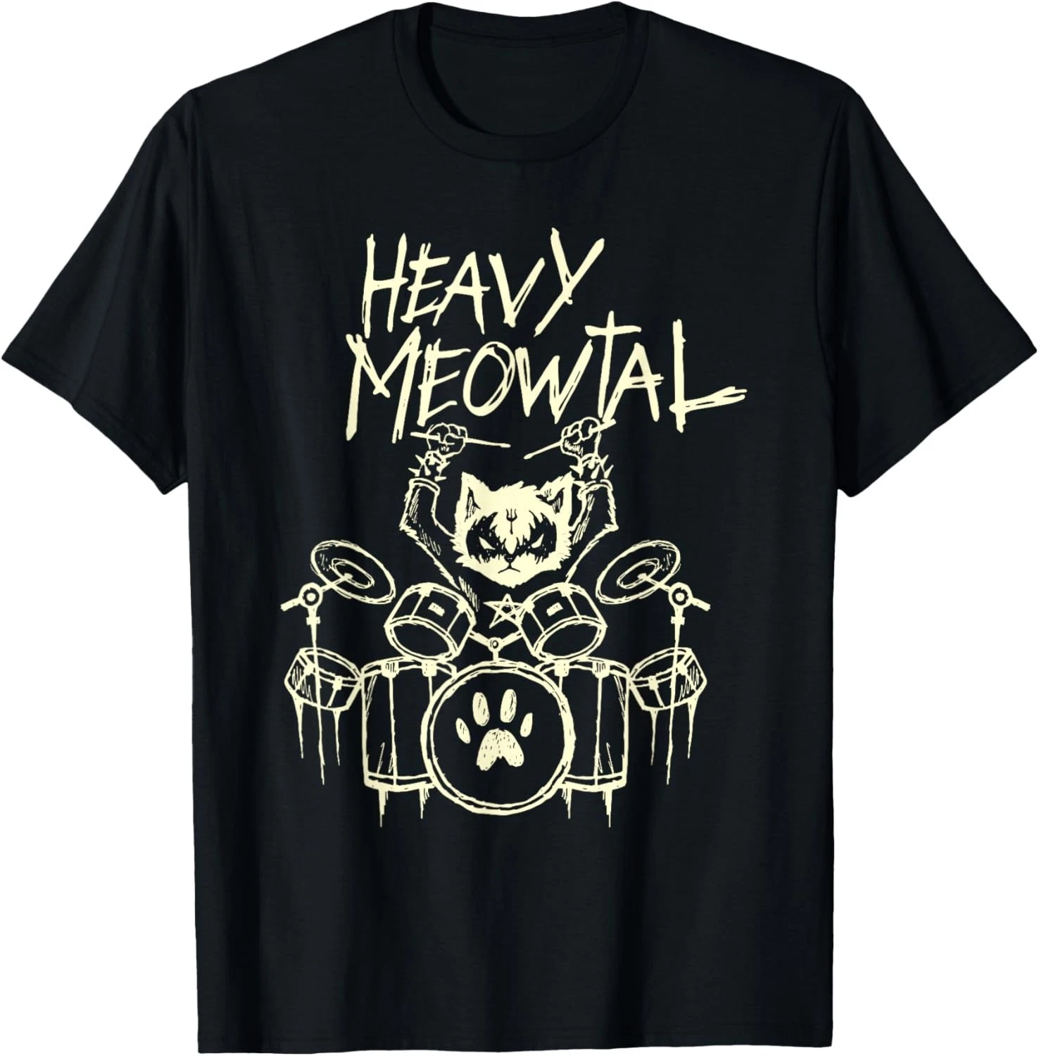 Black & Death Metal Goth Schlagzeuger Band Shirts Heavy Metal Cat Drum ...