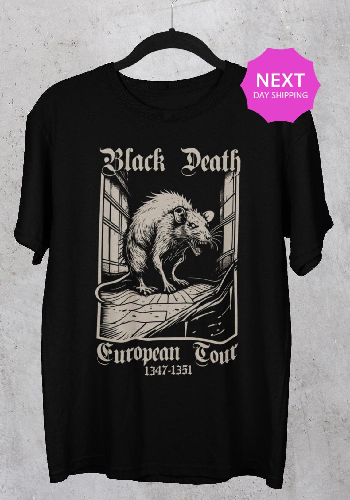 Black Death T-Shirt, Me val Rat Shirt, Gothic Grunge Clothing, Horror ...