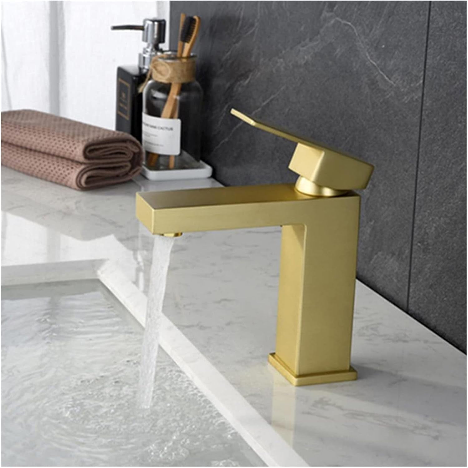 Black Deck Mounted Bathroom Basin Mixer Tap Square Single Handle Basin ...