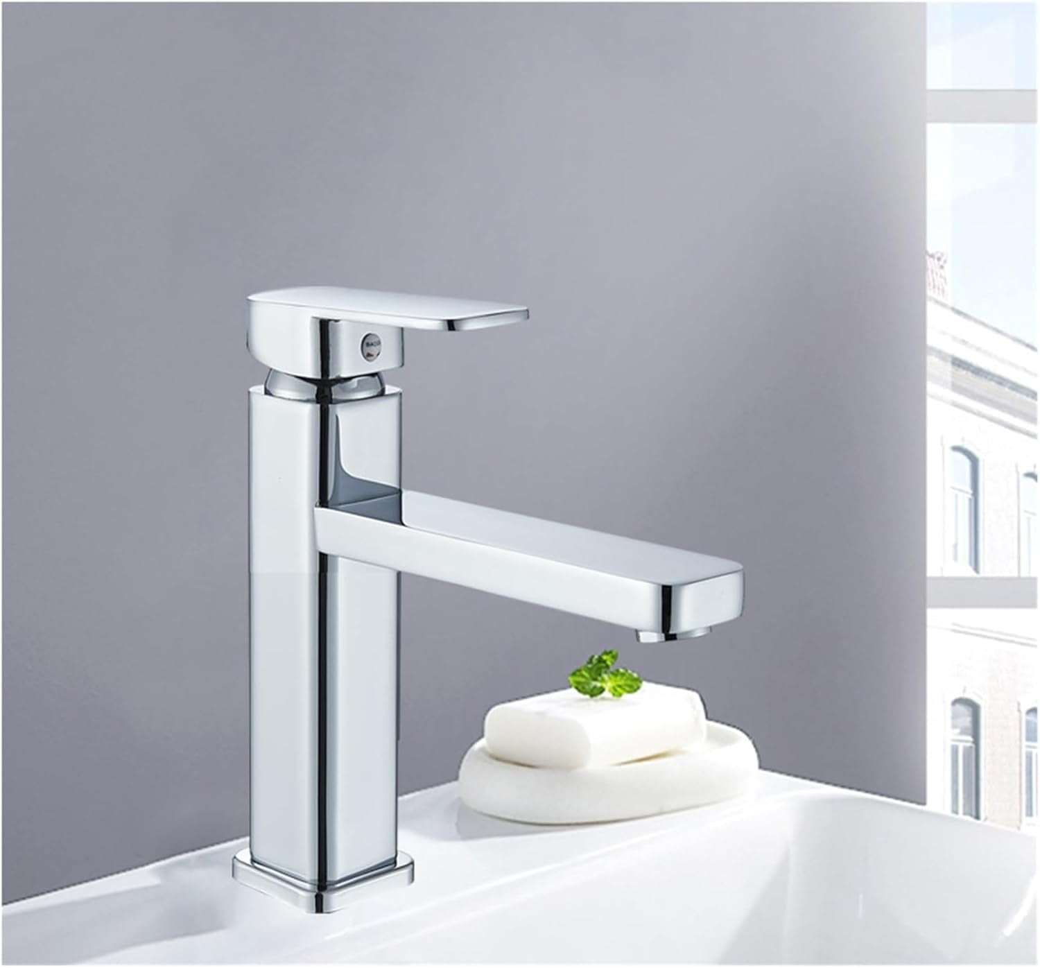 Black Deck Mounted Bathroom Basin Mixer Tap Square Single Handle Basin ...