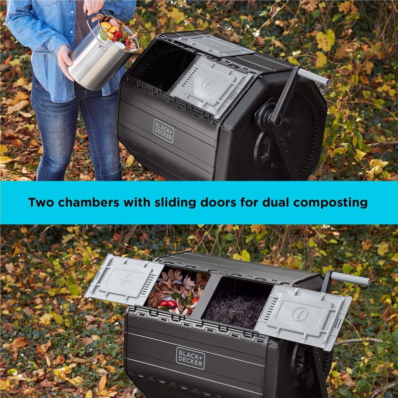 Black+Decker 40 gal Black Plastic/Steel Tumbling Composter Lid Included ...