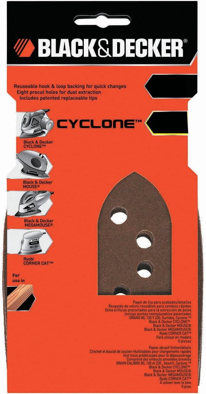 BLACK+DECKER Mega Mouse Sandpaper 74-671 - Coarse 80-Grit - Compatible ...