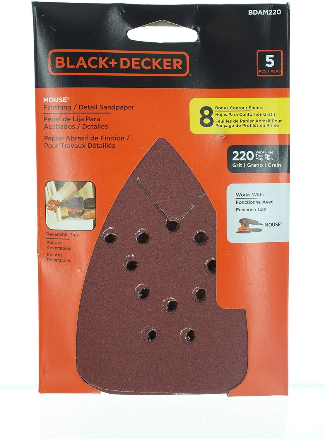 BLACK+DECKER Mega Sandpaper 74-673 - 220 Grit - 5 Piece - Walmart.com