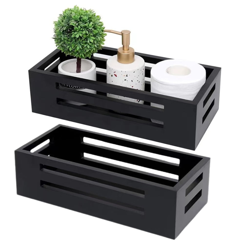 Black Decor Box Bathroom Toilet Tank Basket Topper,Wooden Toilet Tank ...