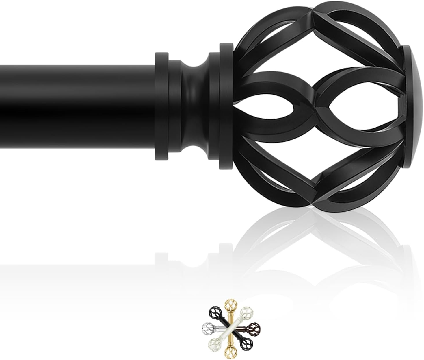 Black Decorative Farmhouse Curtain Rods:18-45" Adjustable Heavy Duty ...