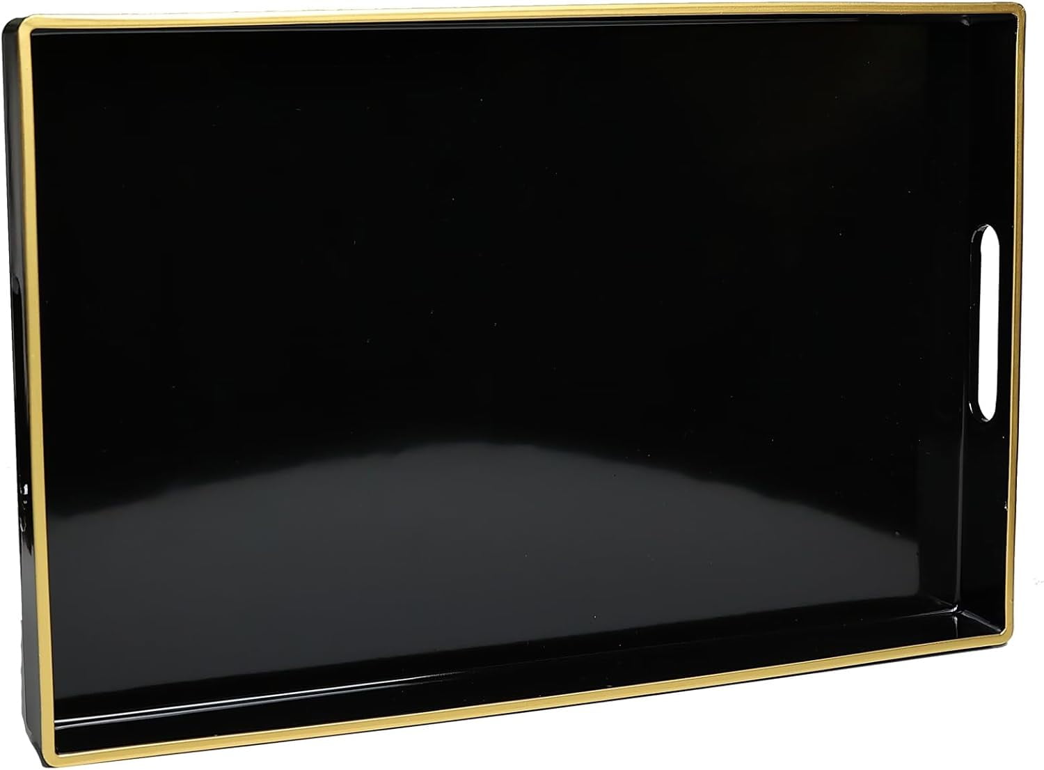 Black Decorative Serving Tray with Handles, Elegant Plastic Coffee ...