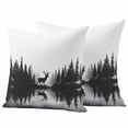 Black Deer Forest Outdoor Waterproof Pillow Covers, Silhouettes Animals ...