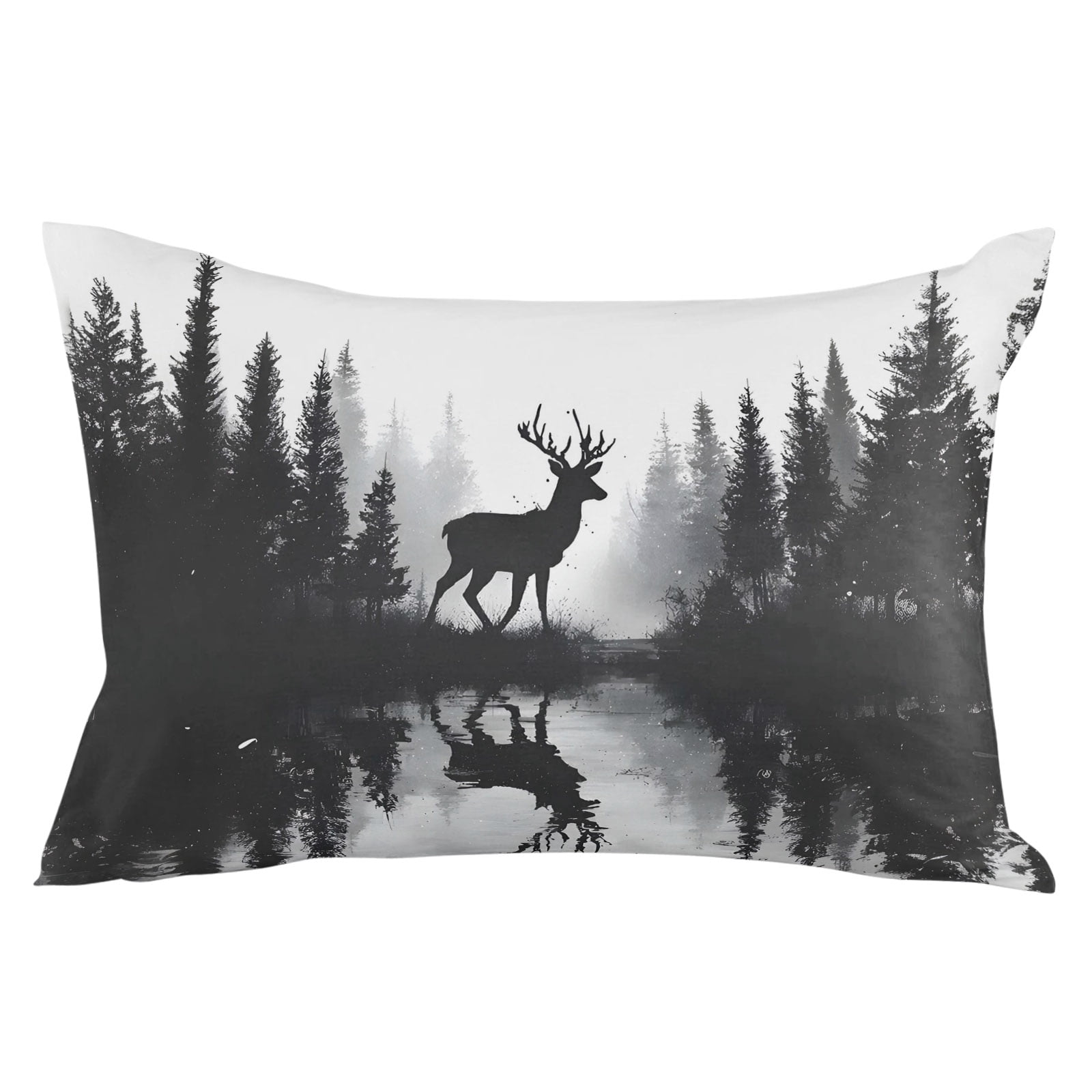 Black Deer Forest Throw Pillow Cover 20 x 30 Inch Decorative Pillow ...