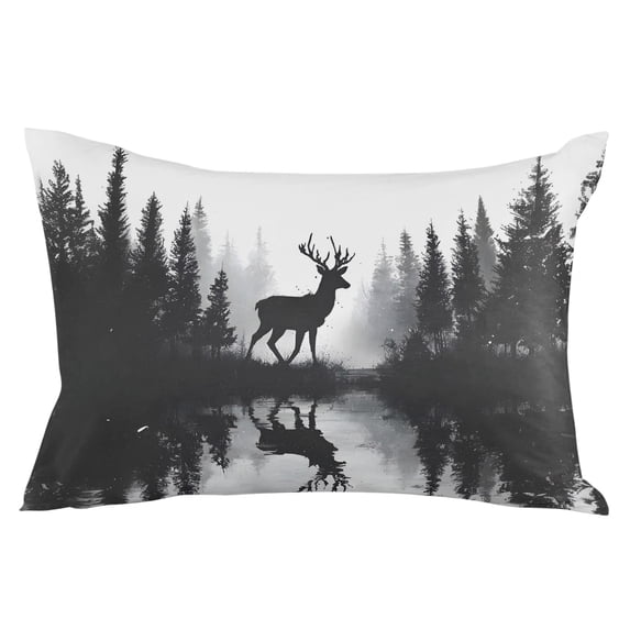 Black Deer Forest Throw Pillow Cover 20 x 30 Inch Decorative Pillow ...