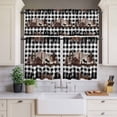 Black Deer Forest Wooden House Curtain Tier and Valance Set 3 Piece ...