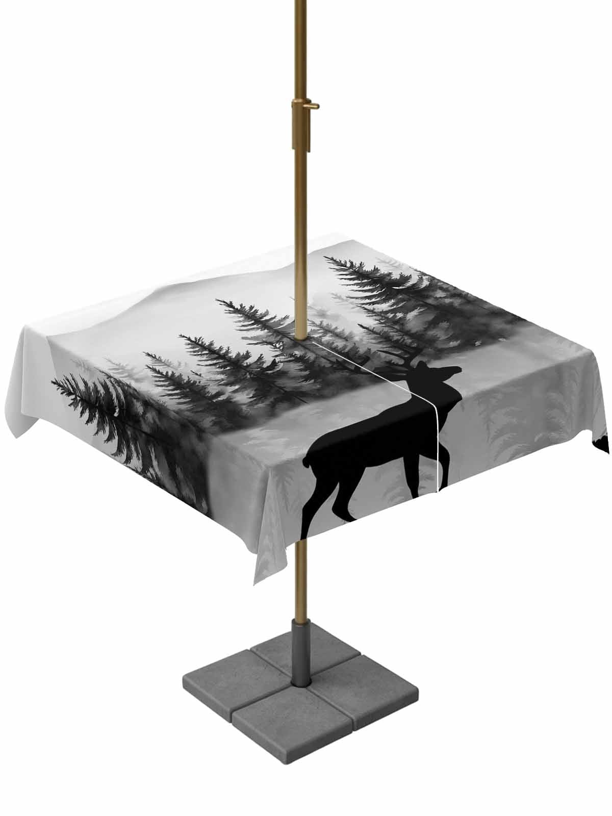 Black Deer Square Outdoor Tablecloth with Umbrella Hole Mountain Forest ...