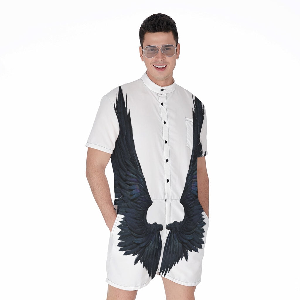Black Demon Wings Short Sleeve Men'S Rompers, Demon Monster Evil Casual ...