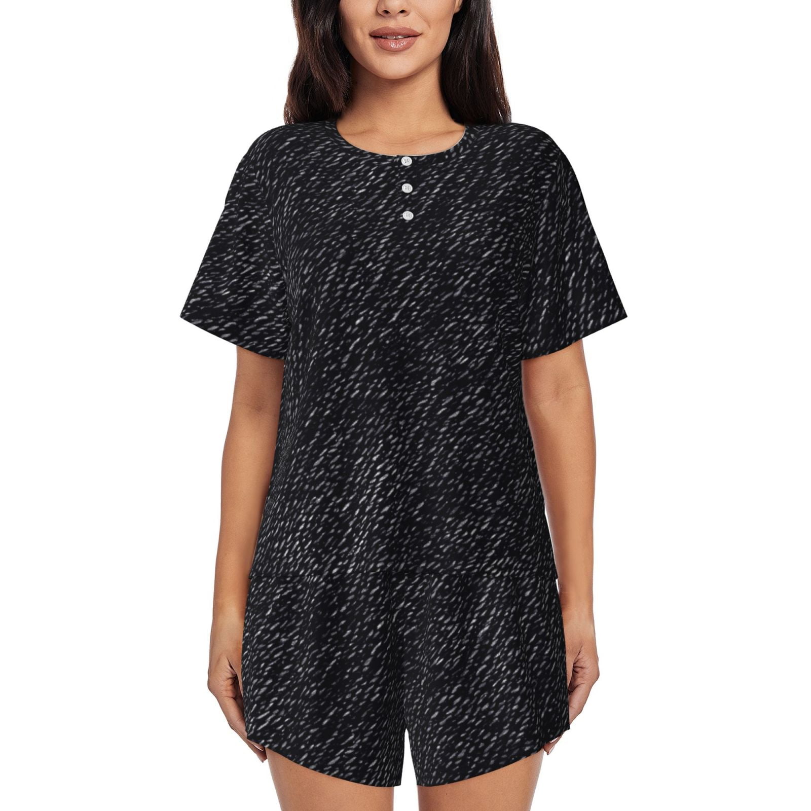 Black Denim Pattern Texture (2) Womens Pajamas Short Set Soft Short ...