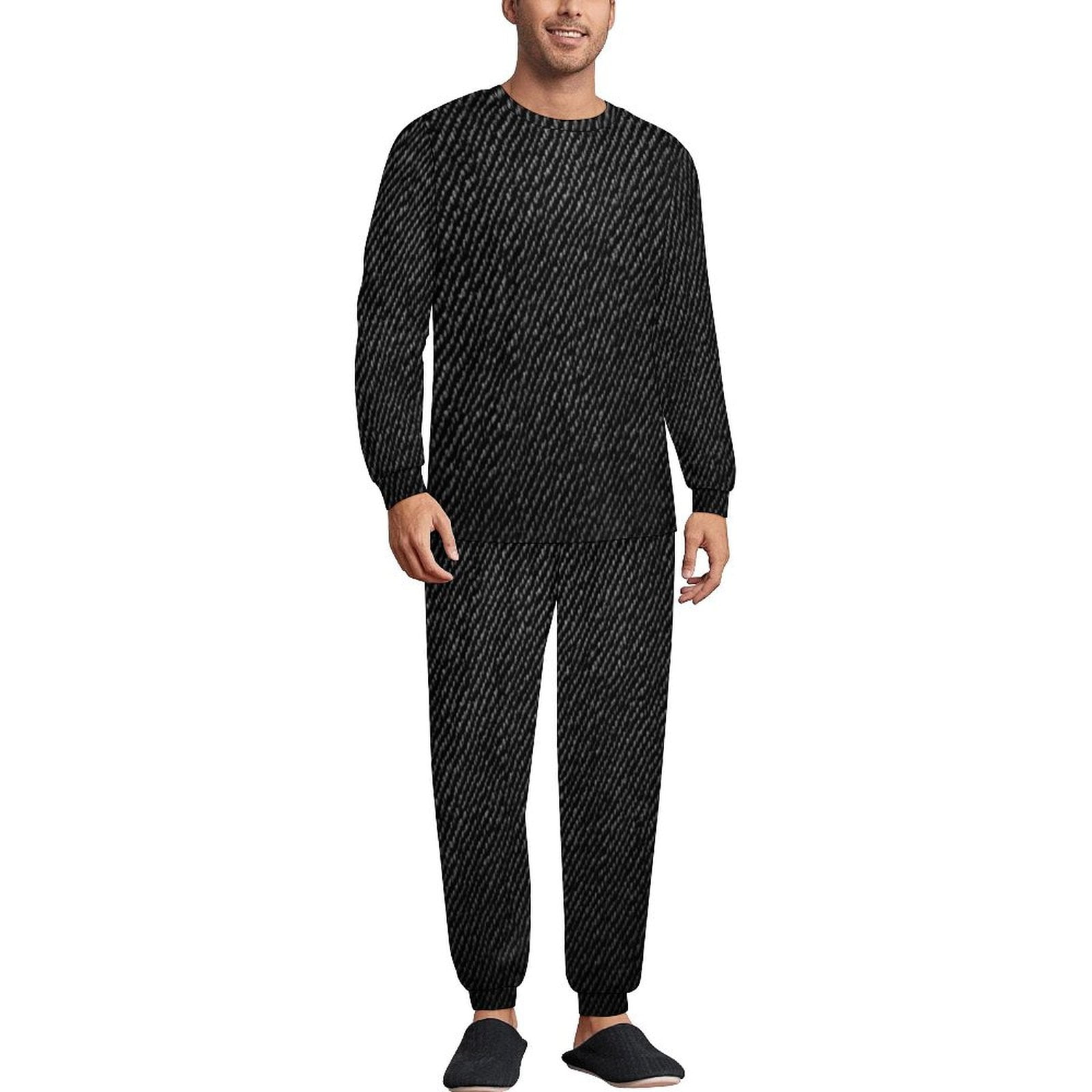 Black Denim Pattern Texture Men's Pajama Set Sleepwear Pjs Lightweight ...