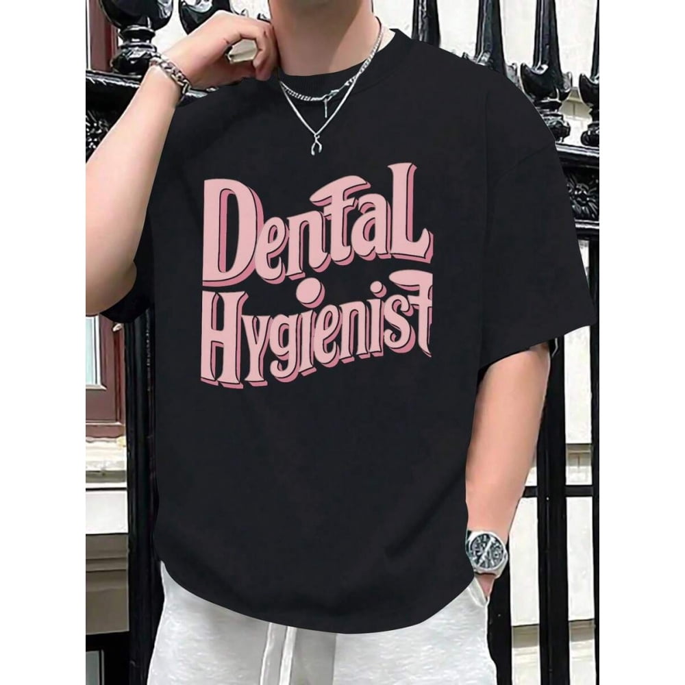 Black Dental Hygienist Graphic Print Mens Oversized Comfort Fit T-Shirt ...