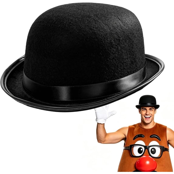 Black Derby Hat,Classic Bowler Hats Steampunk Victorian Dress Up ...