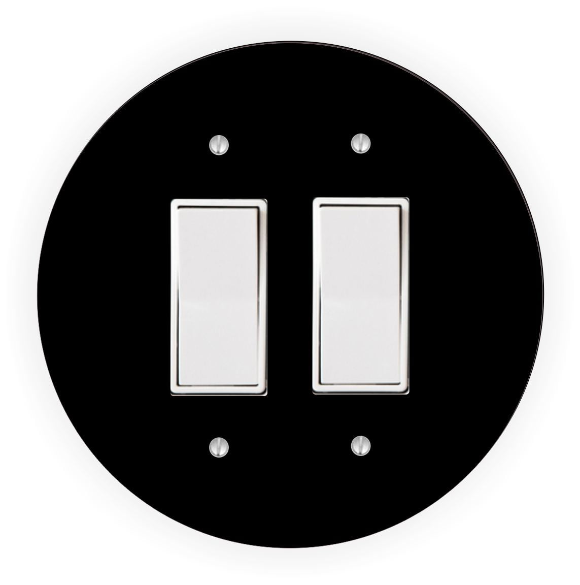 Black Design - Round Light Switch Plate Cover - Double Rocker - Walmart.com
