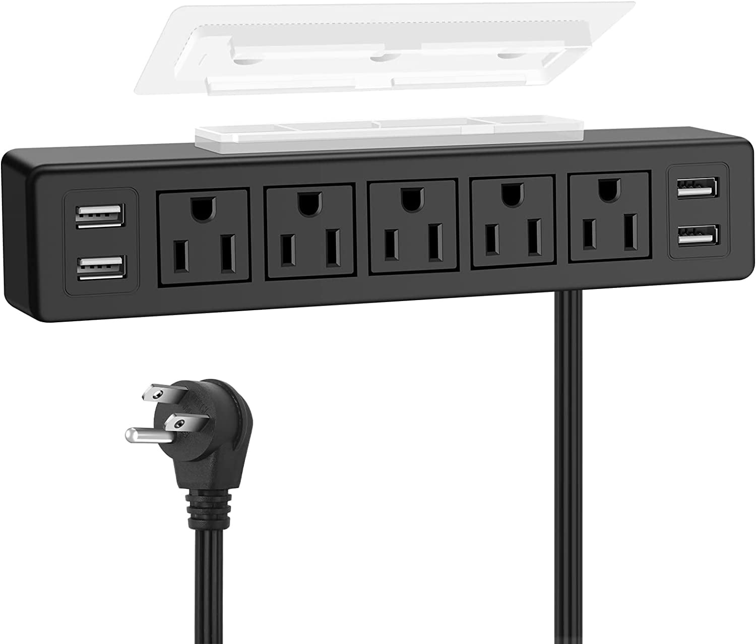 Black Under Desk Power Strip, Adhesive Wall Mount Power Strip with USB ...