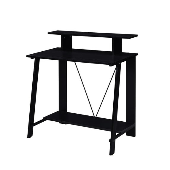 Black Desk With Storage And Style - 15mm Thick Panels, Metal Backing ...