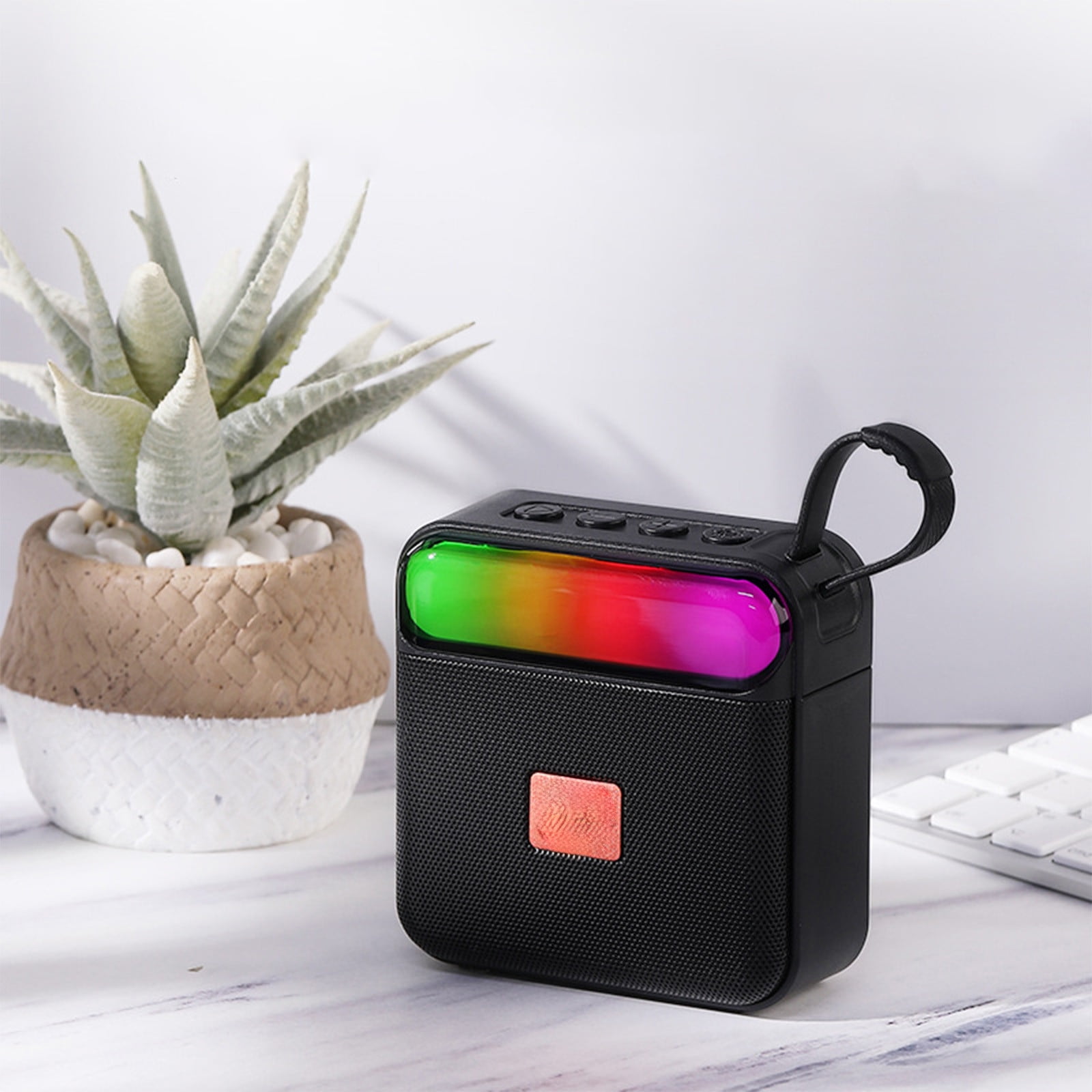 Black Desktop Bluetooth Speaker Rgb Colorful Led Light Effects High Capacity Battery Low Latency ...