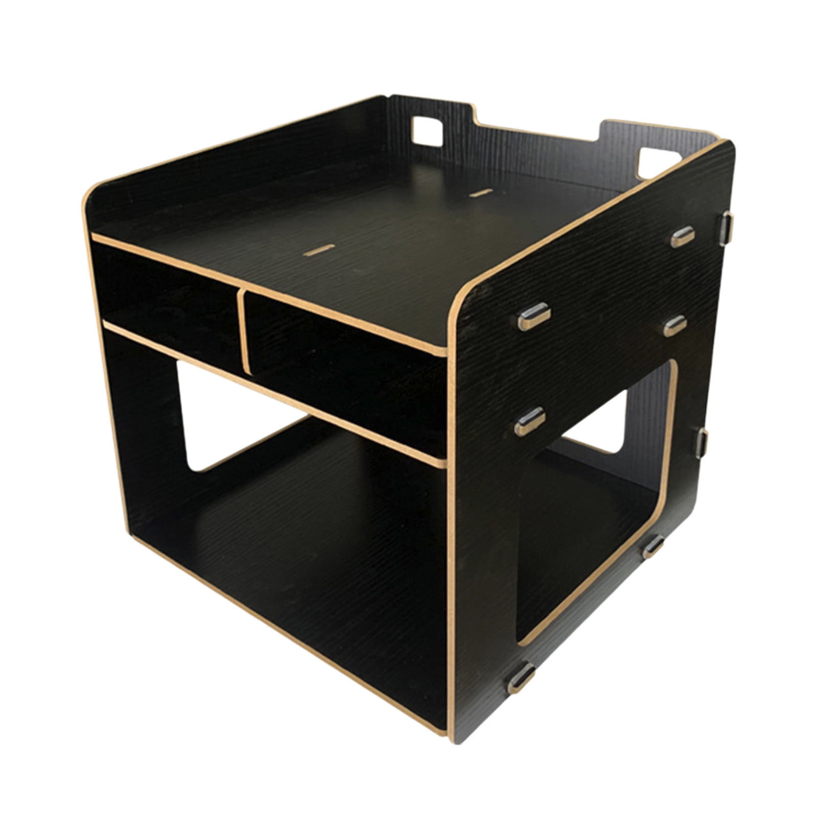 Black Desktop Organizer Cabinet Wood Desk Storage Shelf For Office ...