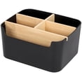 Black Desktop Organizer, Detachable Bamboo Remote Control Holder, Desk ...