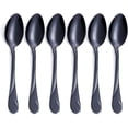 Black Dessert Spoon Set, 6.5-inch Stainless Steel Shiny Black Teaspoon ...