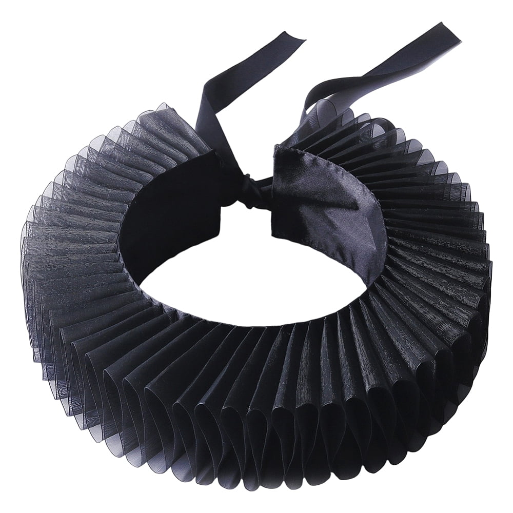 Black Detachable Ruffled False Collar Vintage Renaissance Elizabethan ...