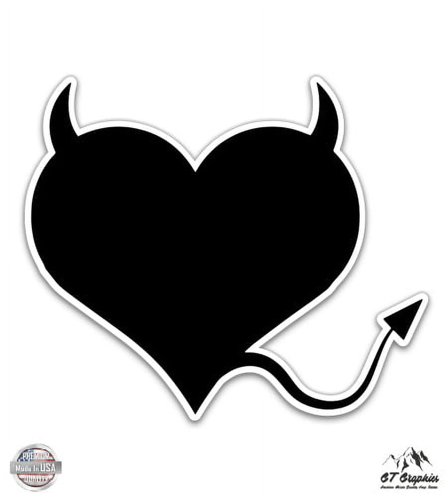 Black Devil Heart - 12" Vinyl Sticker Waterproof Decal - Walmart.com