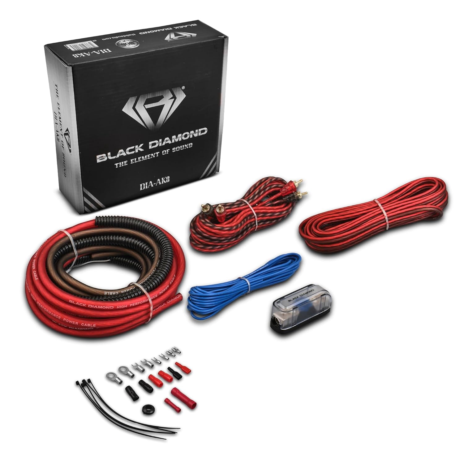 Black Diamond Dia-AK8 Amplifier Wiring Kit 8-GA (Up to 840W), Amp Wire ...