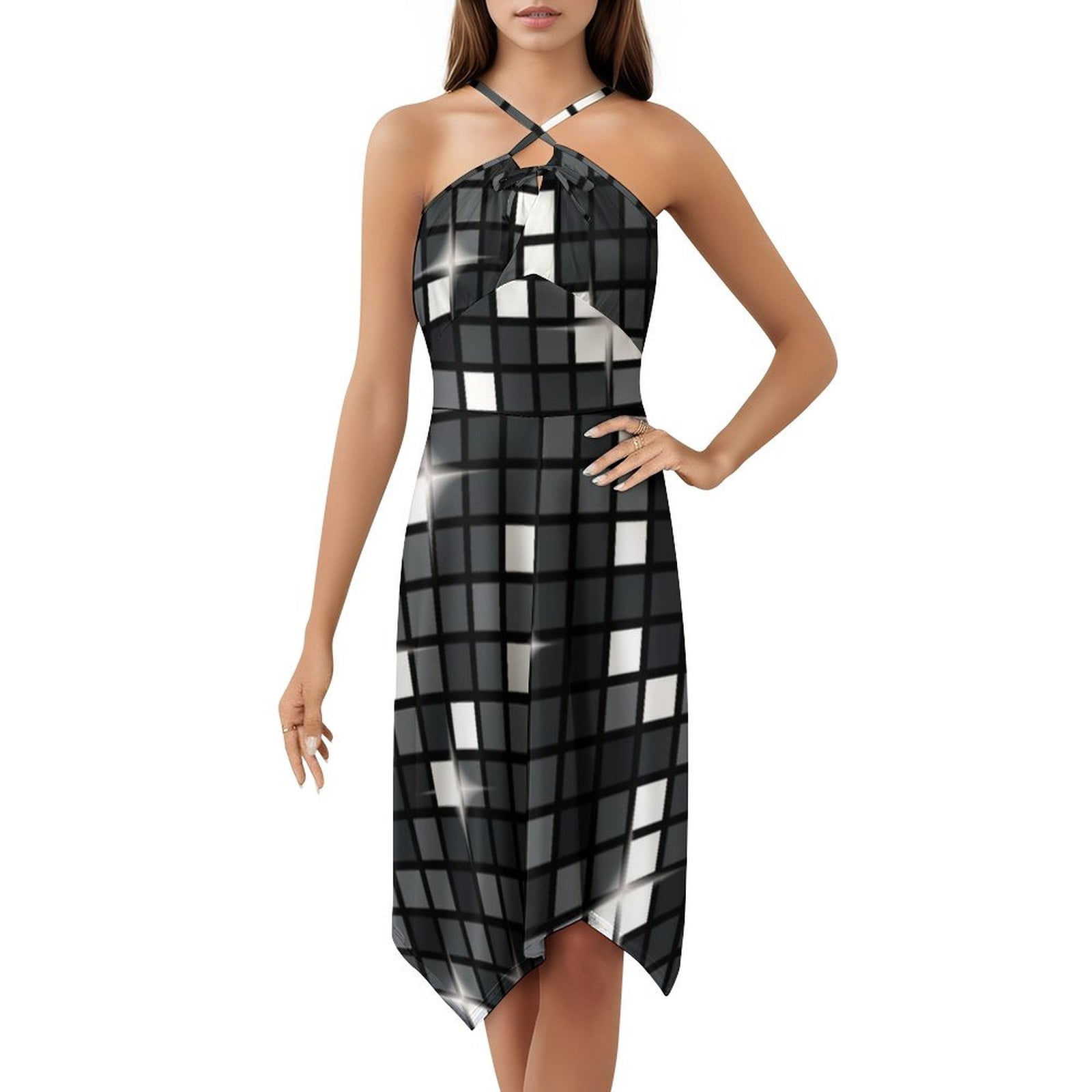 Black Diamond Disco Ball Glitter Dress Elegant Party Dresses Evening ...