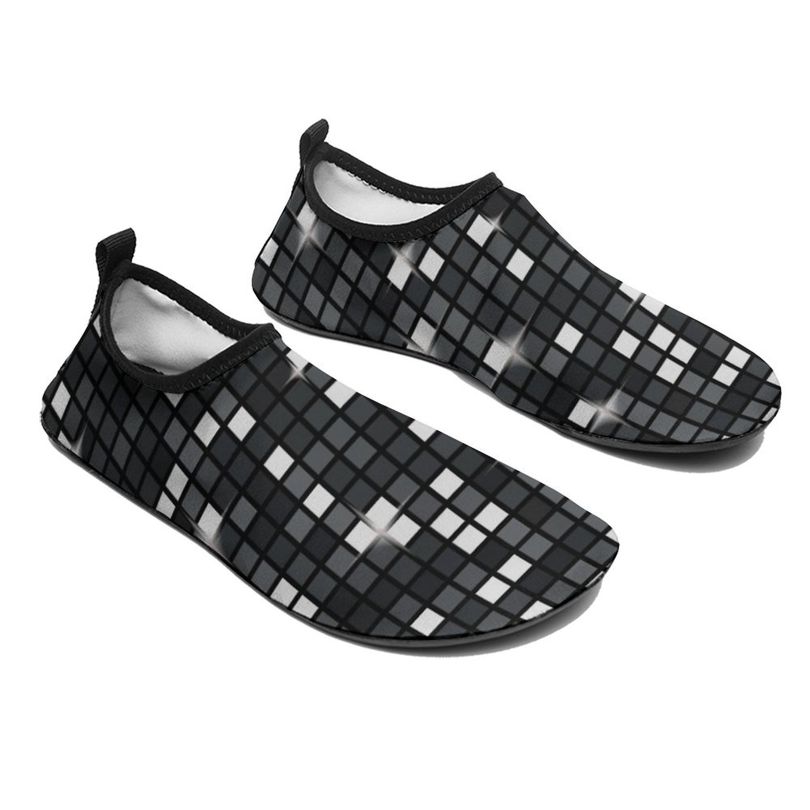 Black Diamond Disco Ball Glitter Water Shoes Beach Slip-on Shoes for ...