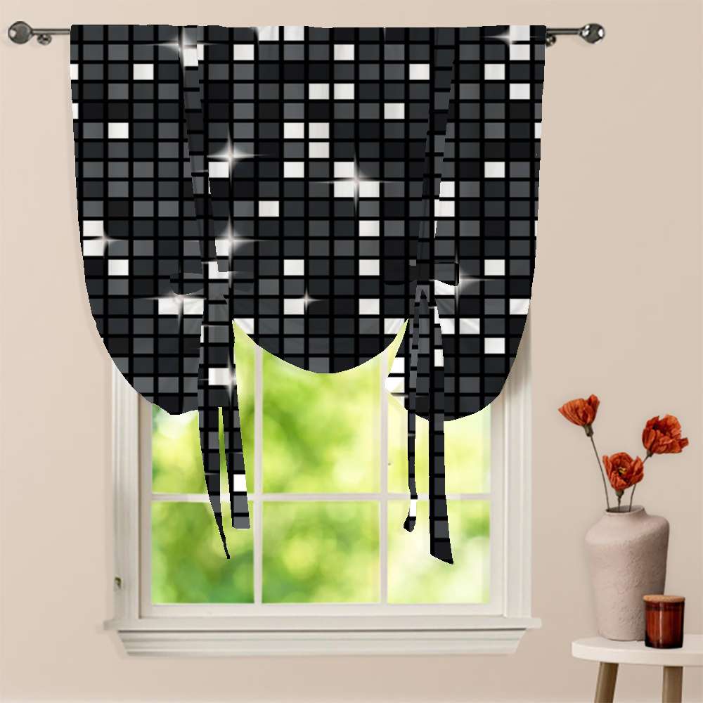 Black Diamond Disco Ball Glitter Window Curtain for Living Room Roman ...