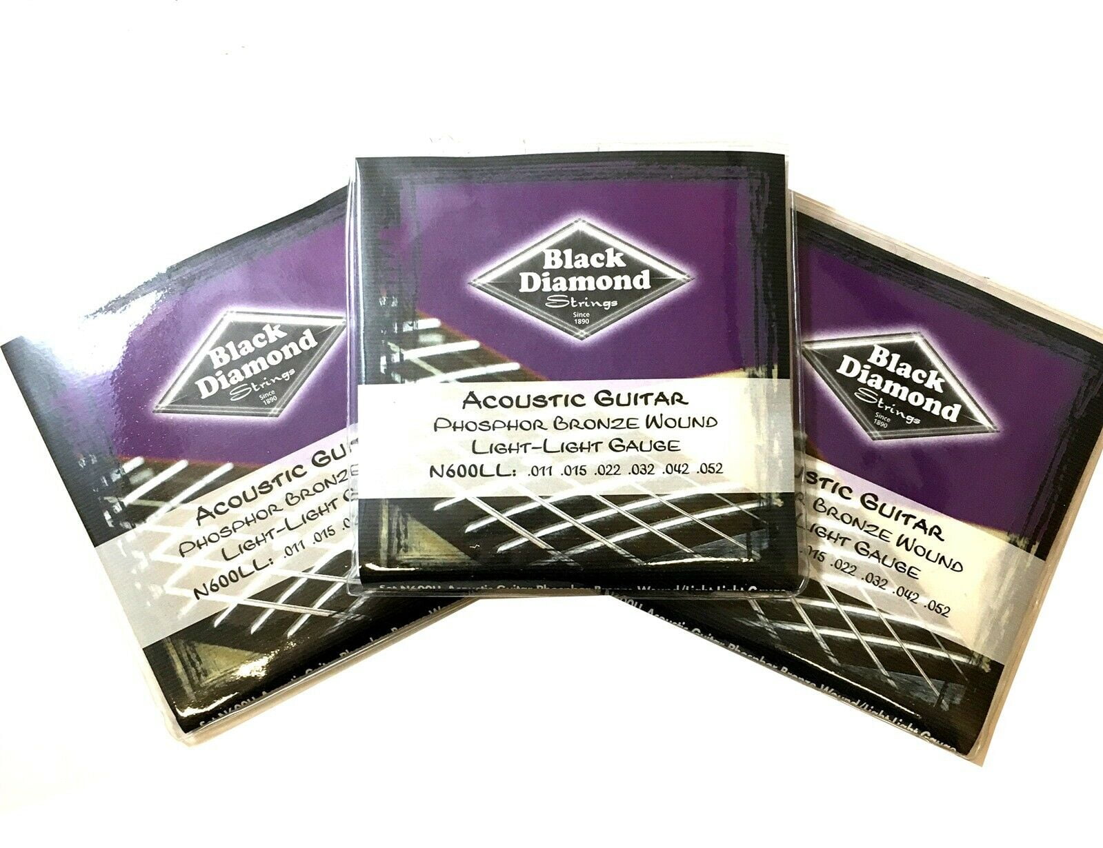 Black Diamond Guitar Strings Acoustic 3-Pack Light - Light Phosphor ...