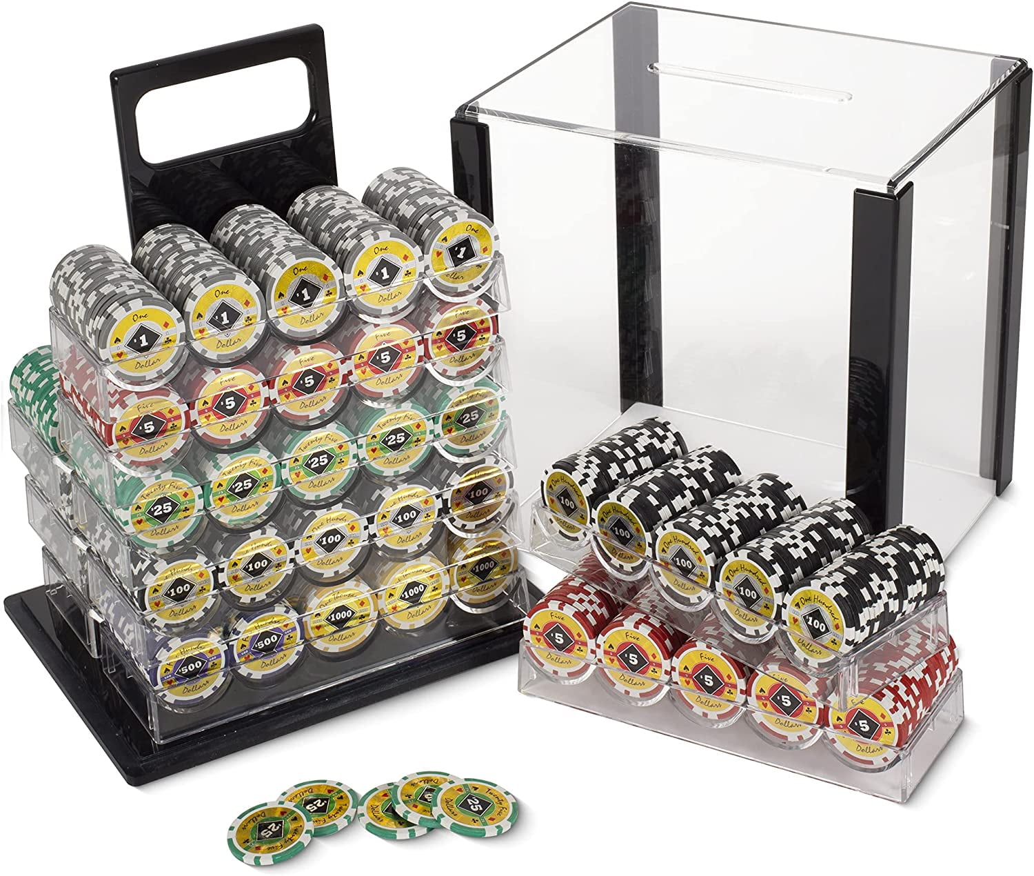 Black Diamond Poker Chip Set in Acrylic Carry Case - Holo Inlay ...