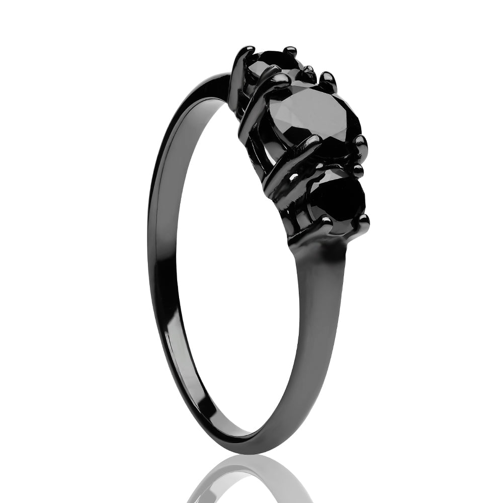 Black Diamond Solitaire Ring - Titanium Wedding Ring - Gunmetal Ring ...