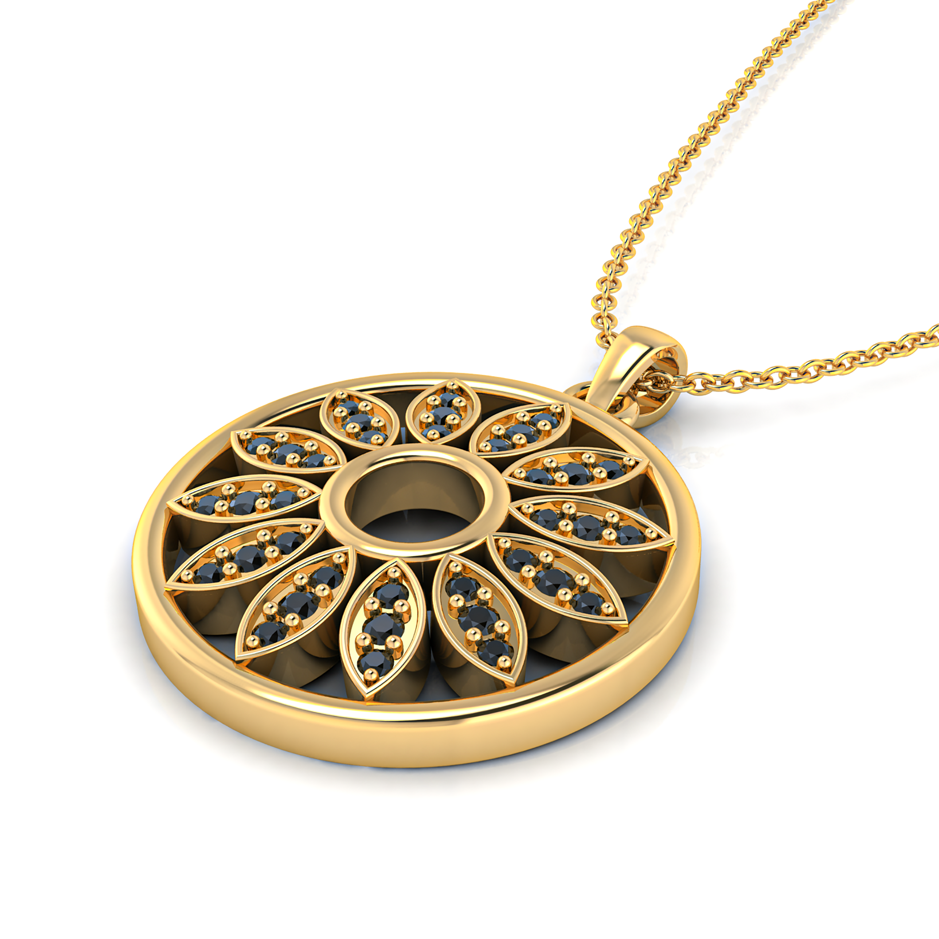 Black Diamond Sunflower Gold Plated Pendant - Walmart.com