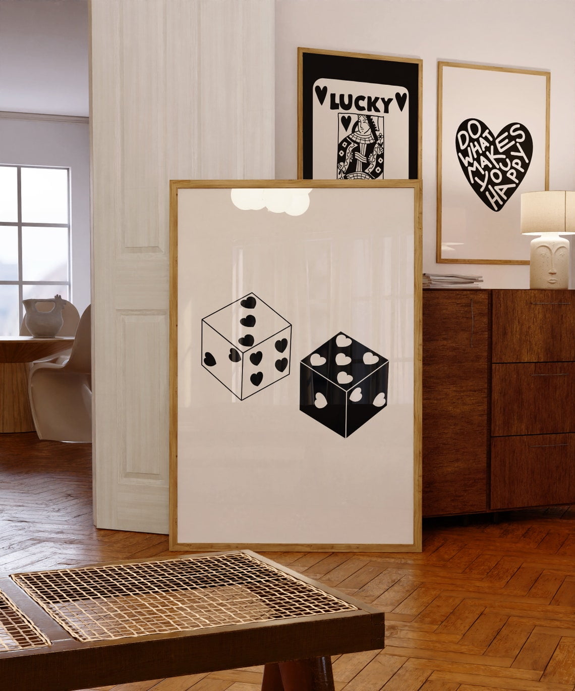 Black Dice Wall Art, Dice Print, Feeling Lucky Poster, Retro Wall Art ...